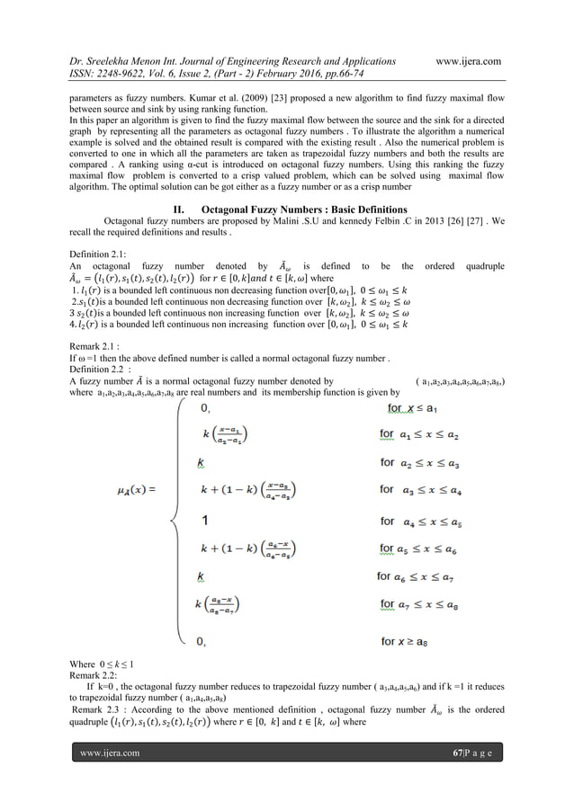 Solving Fuzzy Maximal Flow Problem Using Octagonal Fuzzy Number Pdf