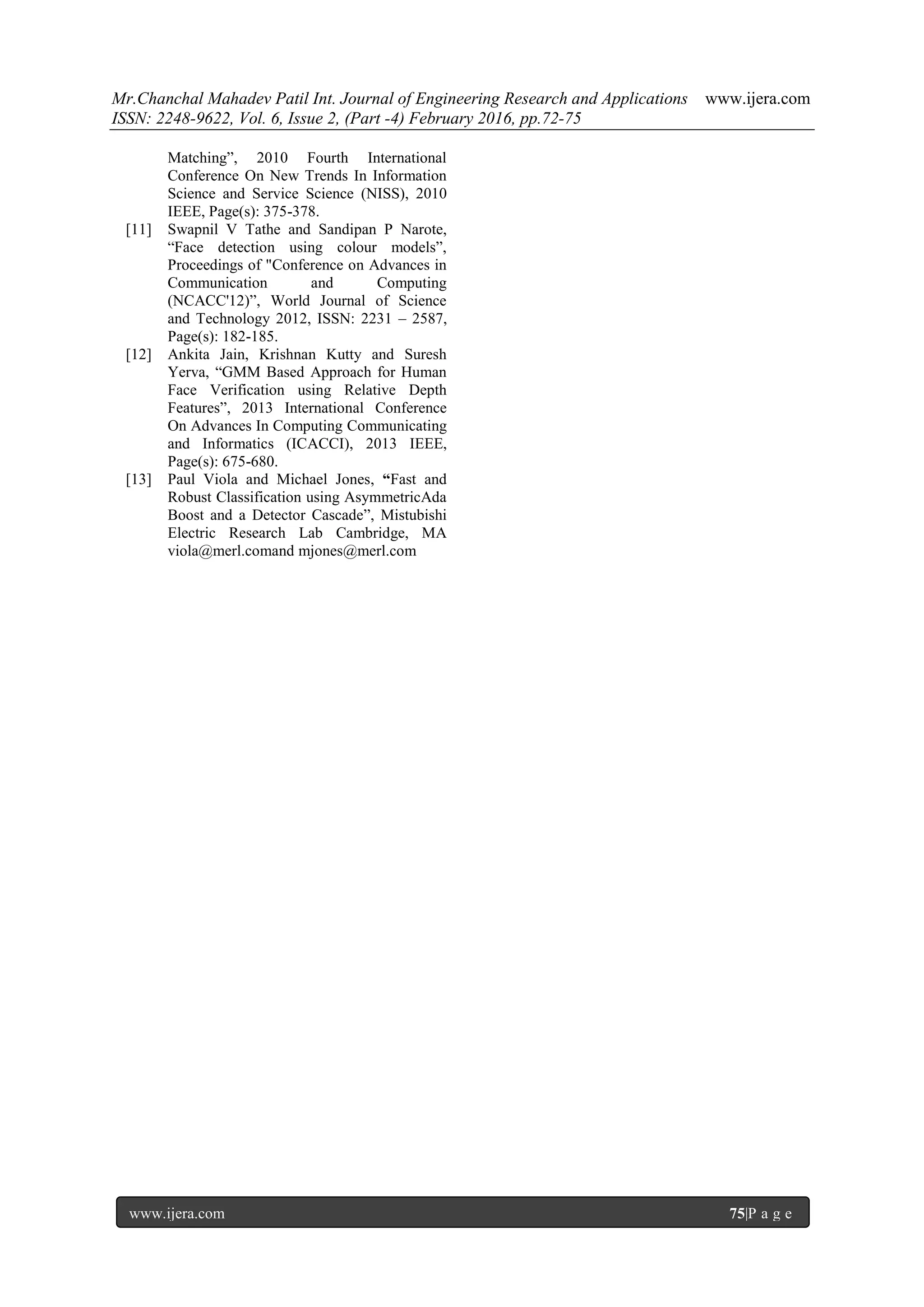 Skin colour information and Haar feature based Face Detection | PDF