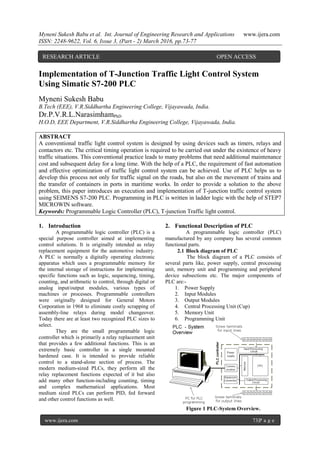 Implementation of T-Junction Traffic Light Control System Using Simatic S7-200 PLC | PDF