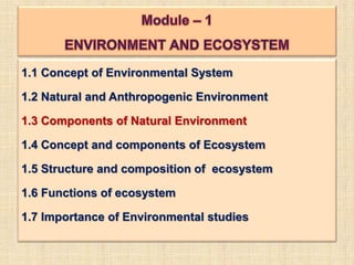 Components of natural environment abiotic and biotic | PPTX