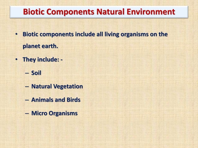 Components of natural environment abiotic and biotic | PPT