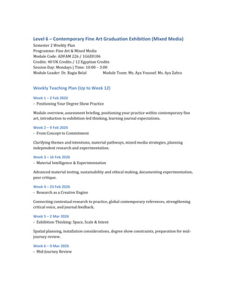 Fine Art Mixed Media Graduation Exhibition course | PDF