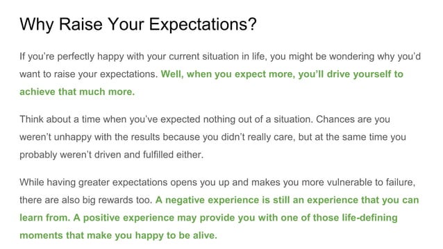 How to Raise Your Expectations of Yourself | PPT