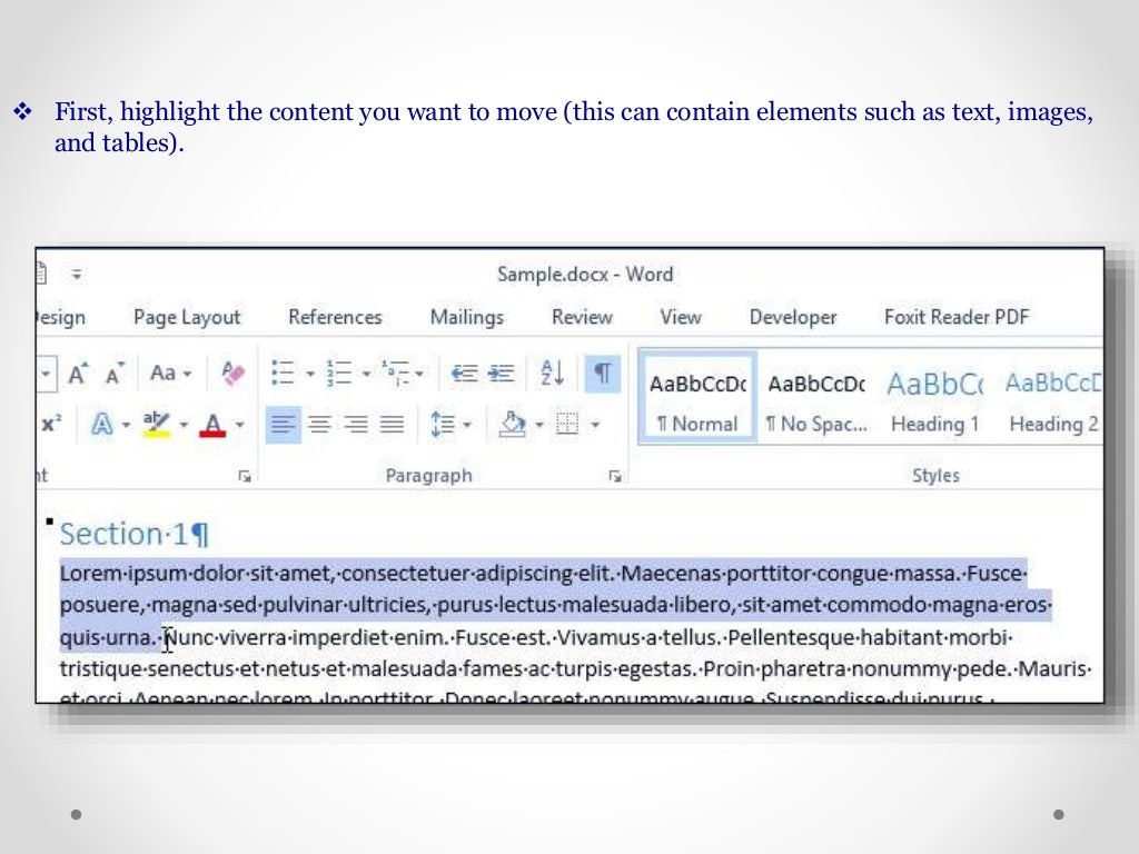 how to move or copy text in word 2013 without affecting the clipboard