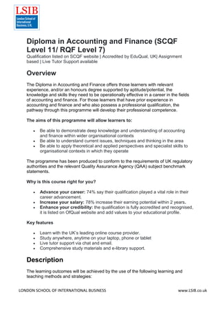 Diploma in Accounting and Finance (SCQF Level 11/ RQF Level 7) | PDF