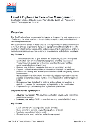 Level 7 Diploma in Executive Management | PDF