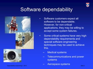 CS 5032 L7 dependability engineering 2013 | PPTX