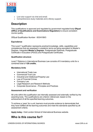 Level 7 Diploma in International Business Law | PDF
