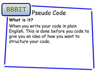 Planning Your Code | PPTX | Computing | Technology & Computing