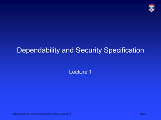 Dependability and Security Specification Overview | PPT