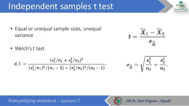Student's t test and variations