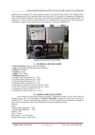 Experimental Investigation of Water Cooler Test Rig Using R-22 as ...