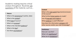 L7 critical analysis and reading october 2019 | PPTX
