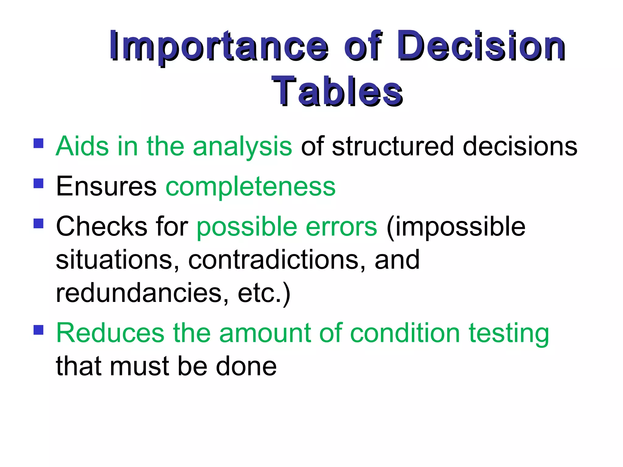 L7 decision tree & table | PPT