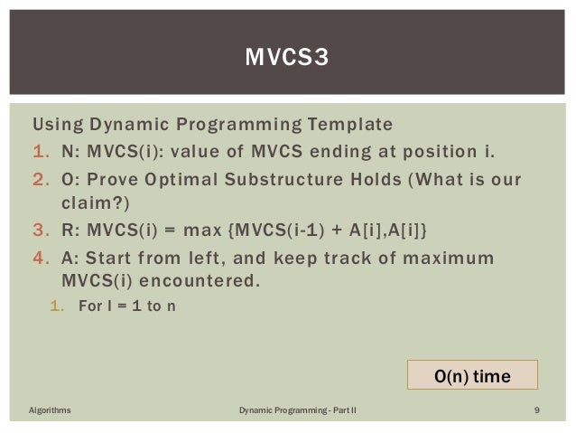 Dynamic Programming - Part II Dynamic Programming - Part II