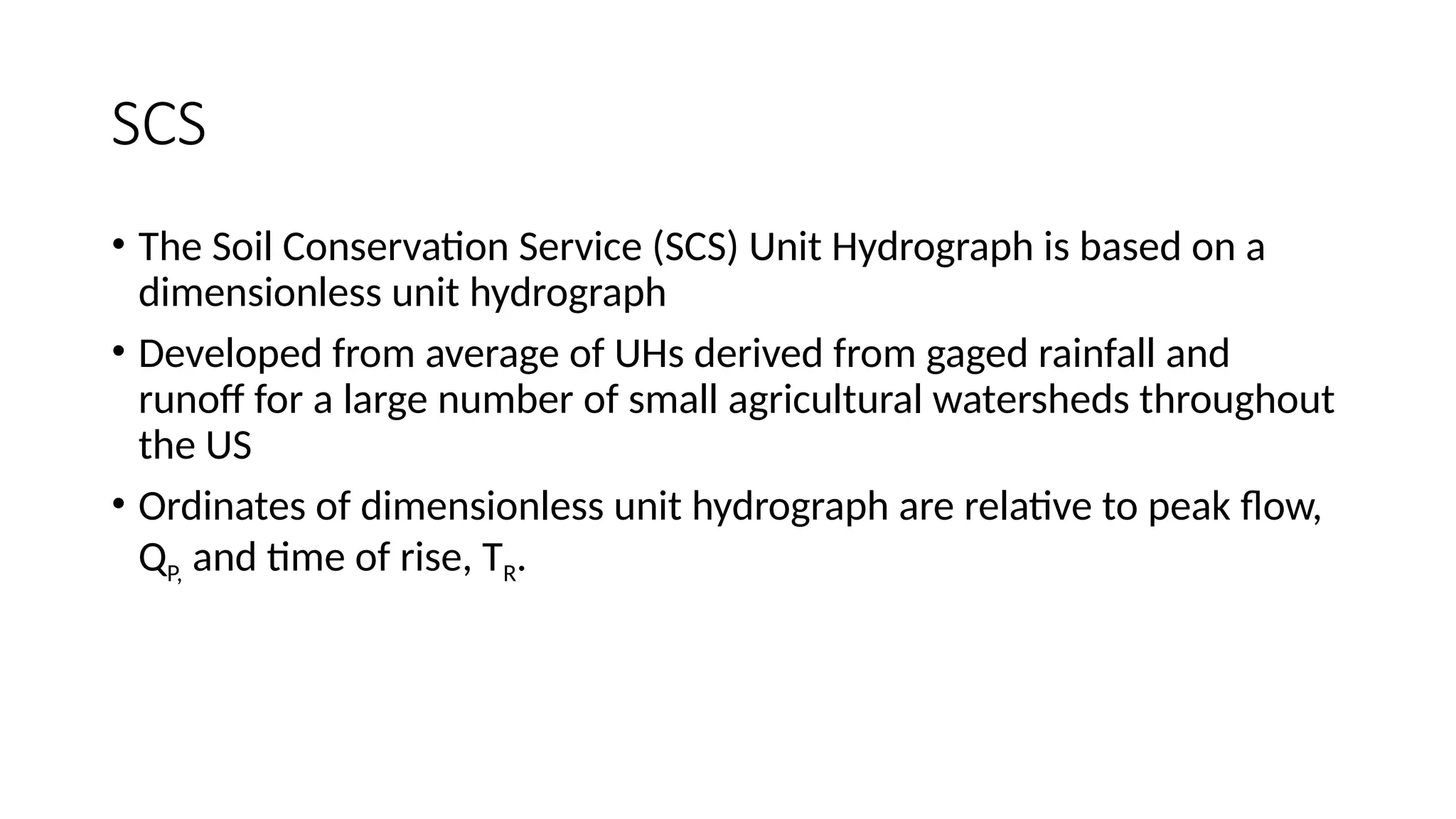 Hidrograma Unitario Sintetico SCS para crecidas | PPTX