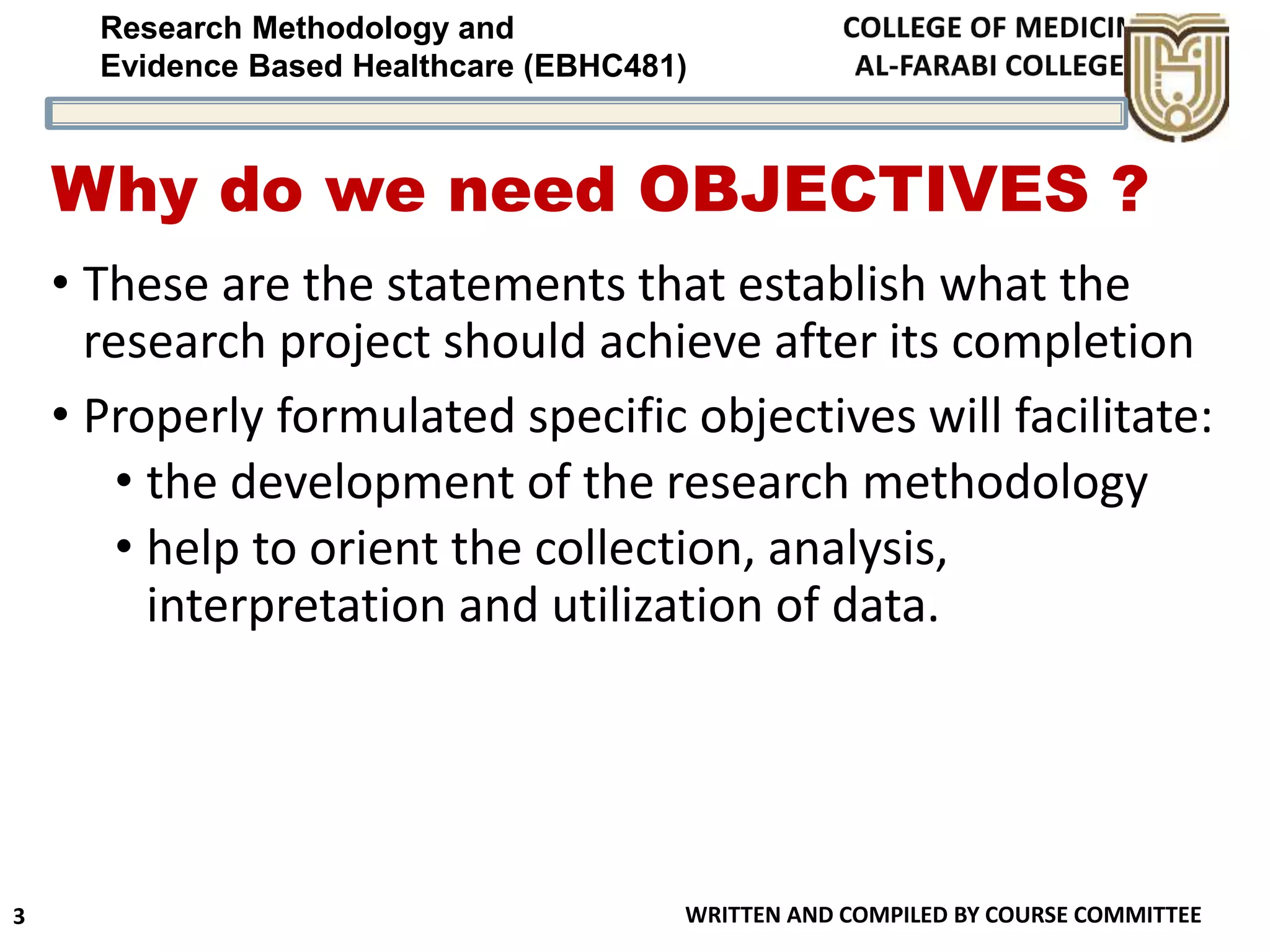 L7 formulating objectives and research questions | PPTX