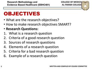L7 formulating objectives and research questions | PPTX