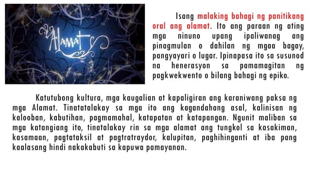 L8-ALAMAT. mga panitikang tuluyan sa panahon ng katutubo | PPTX