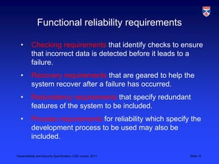 Reliability and security specification (CS 5032 2012) | PPTX