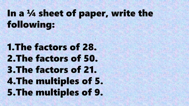 Factors and Multiples | PPTX