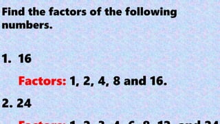 Factors and Multiples | PPT