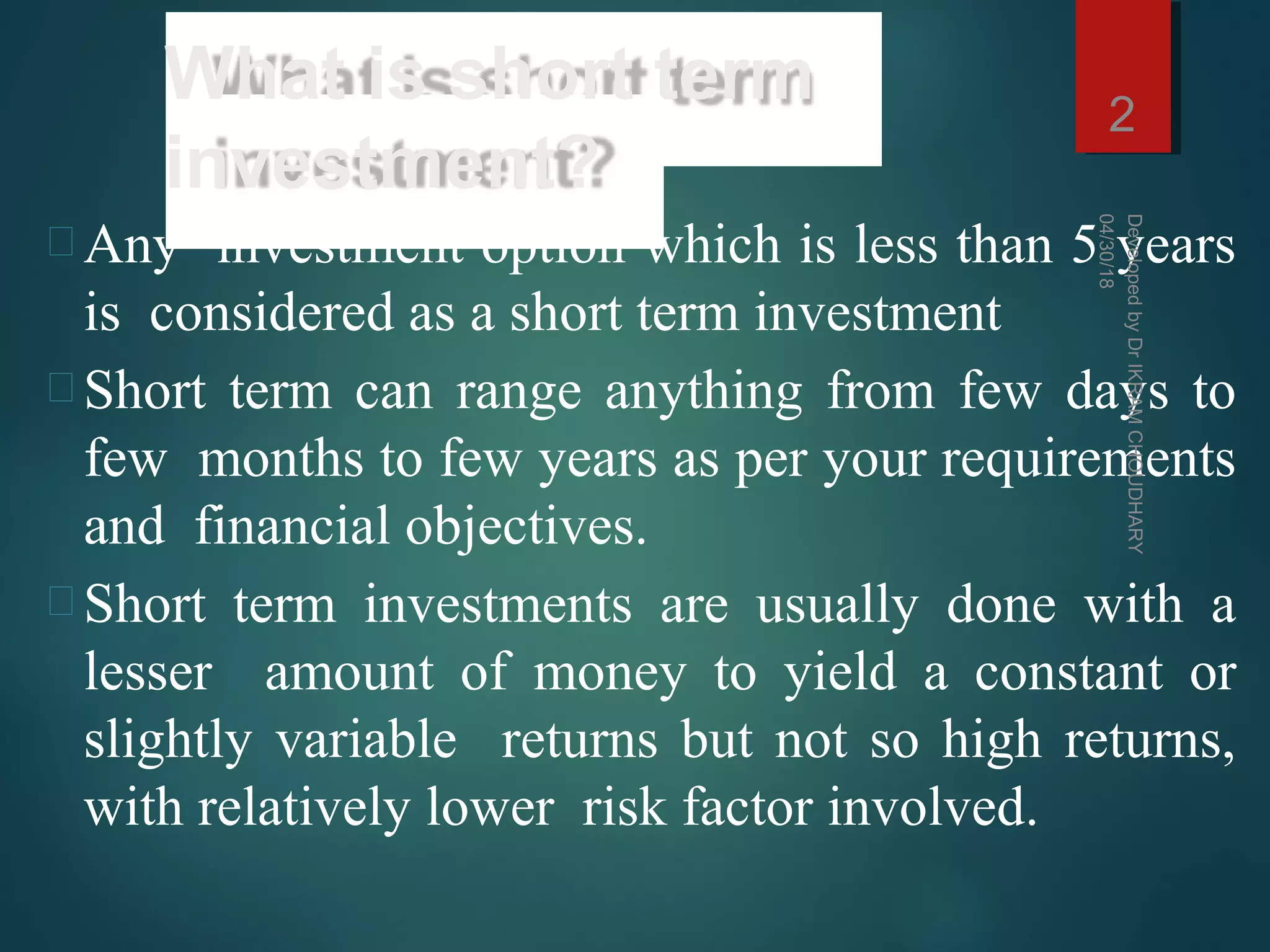 L 8 short term investments | PPT