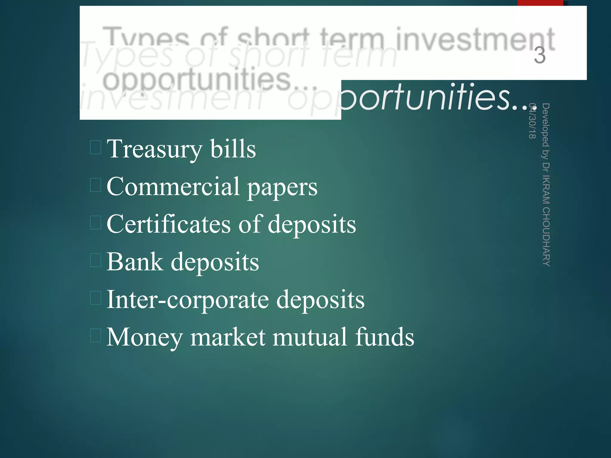 L 8 short term investments | PPT