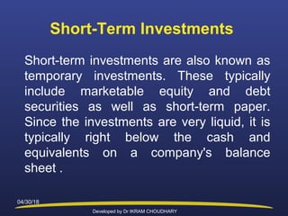 L 8 short term investments | PPT