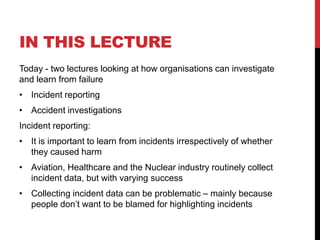 CS5032 Lecture 9: Learning from failure 1 | PPTX