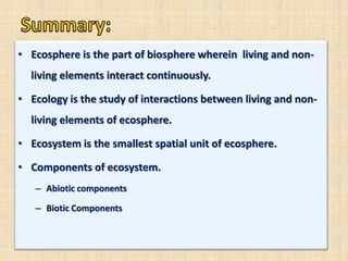 Ecosystem, composition, structure and functions of ecosystems | PPTX