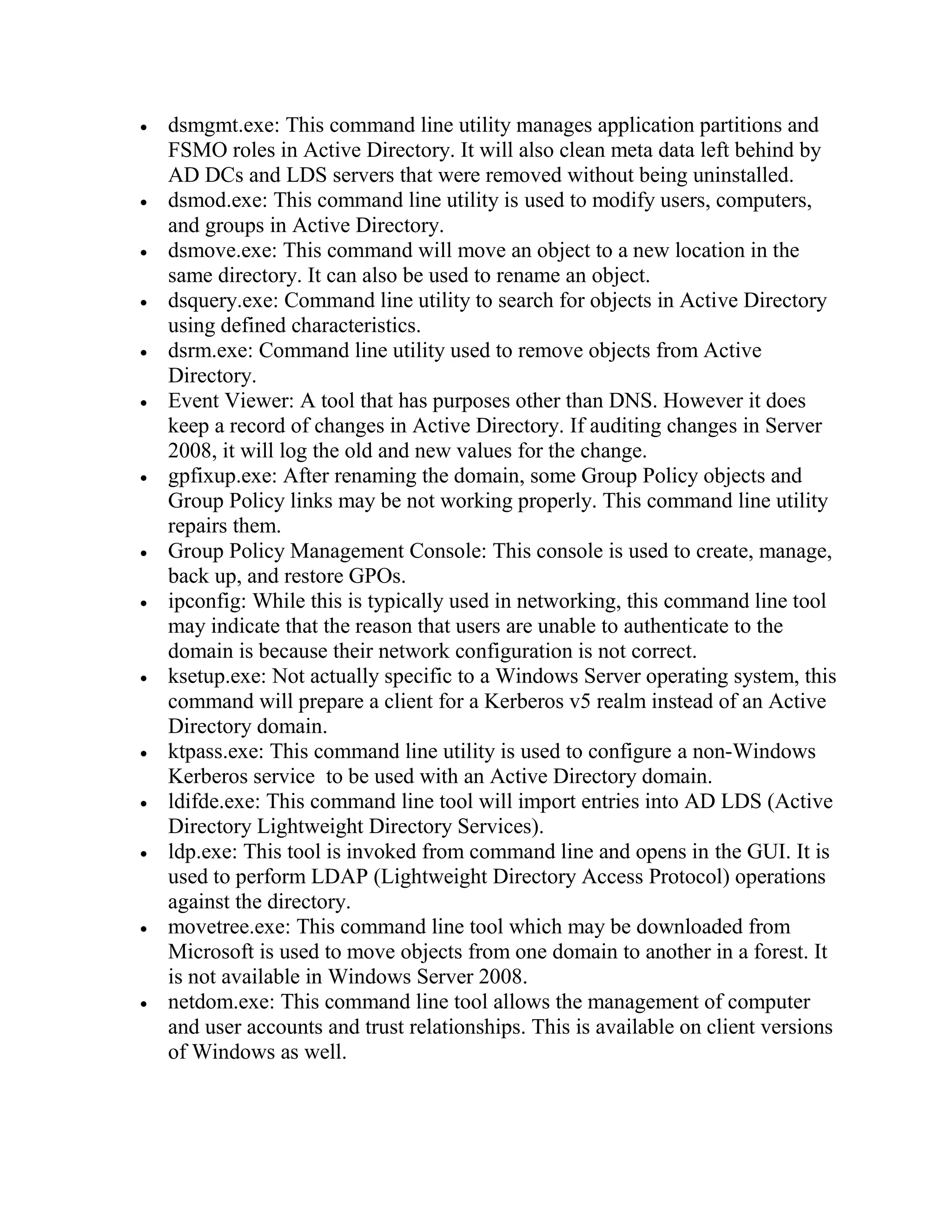 Active directory domain administration tools | DOCX | Operating Systems | Computer Software and ...