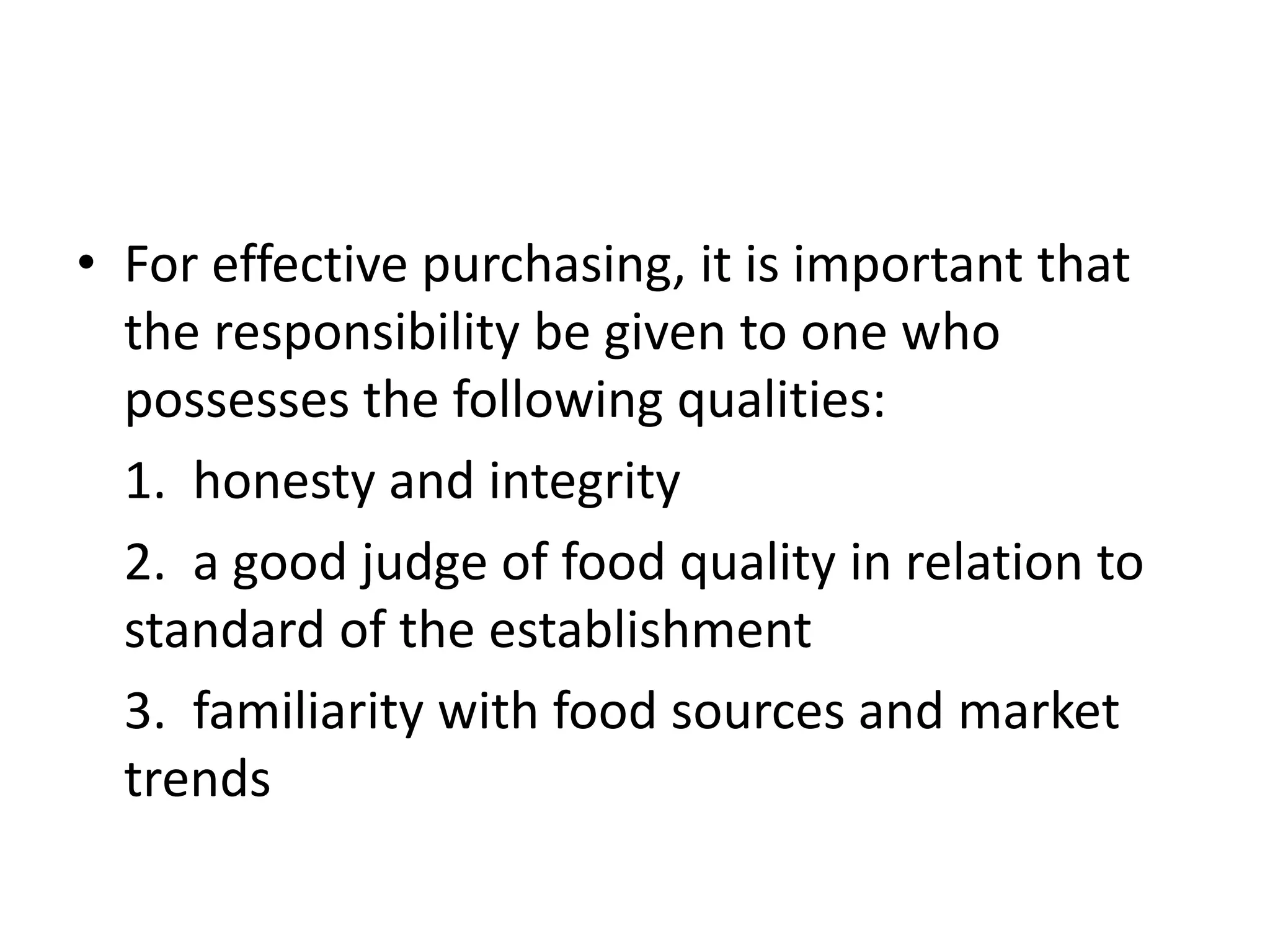 Purchasing, Receiving, and Storing Food continuation | PPTX