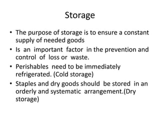 Purchasing, Receiving, and Storing Food continuation | PPTX