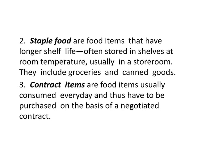 Purchasing, Receiving, and Storing Food continuation | PPTX