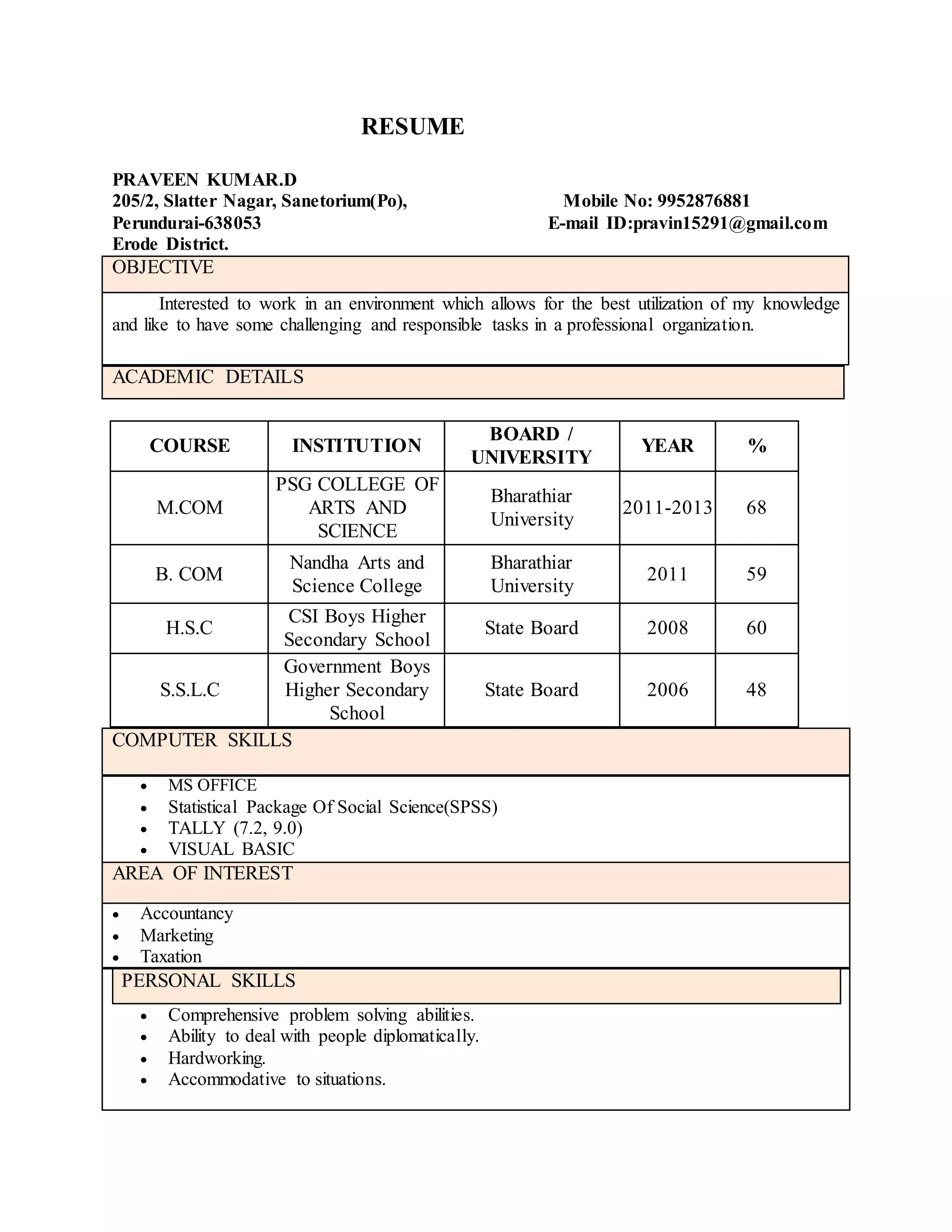 Resume praveen | DOCX