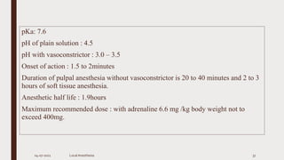 Local anesthesia in endodontics | PPTX