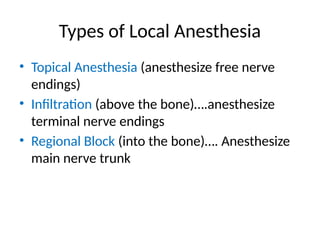 Local anesthesia in dentistry and types.pptx