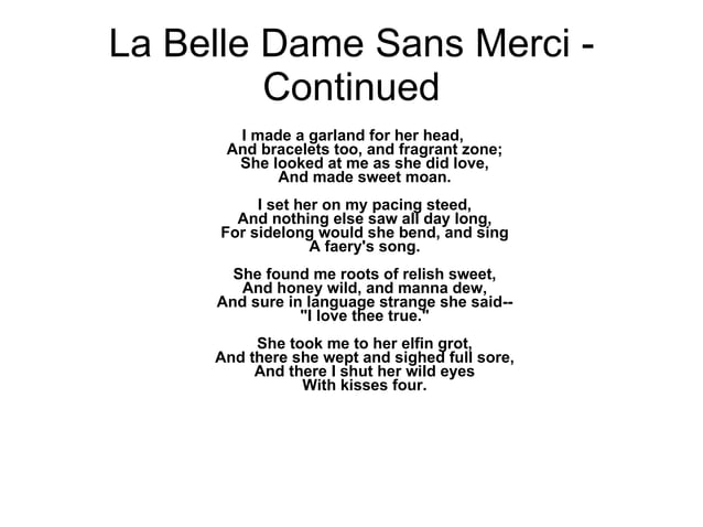 La Belle Dame Sans Merci | PPT | Poetry | Books and Literature