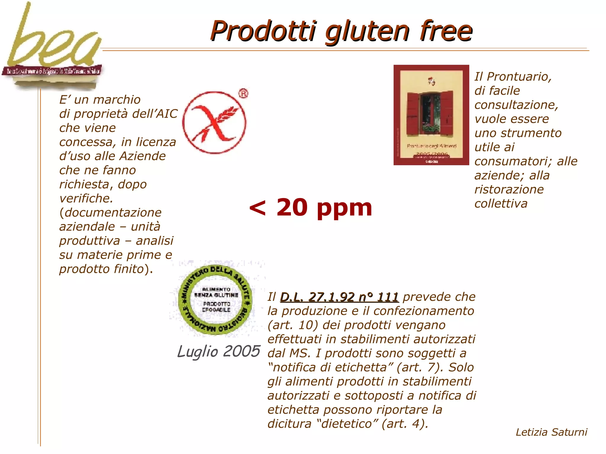 La celiachia: nuova sfida per l'artigianato alimentare | PPT