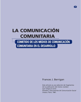 La comunicacion-comunitaria | PDF
