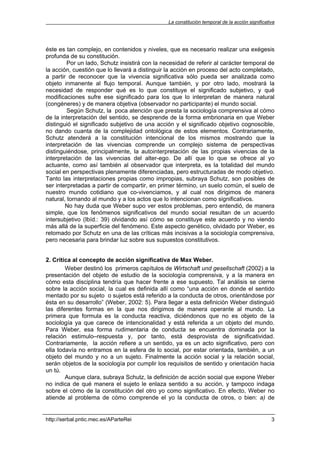 La construccion temporal de la accion significativa de schutz a weber | PDF