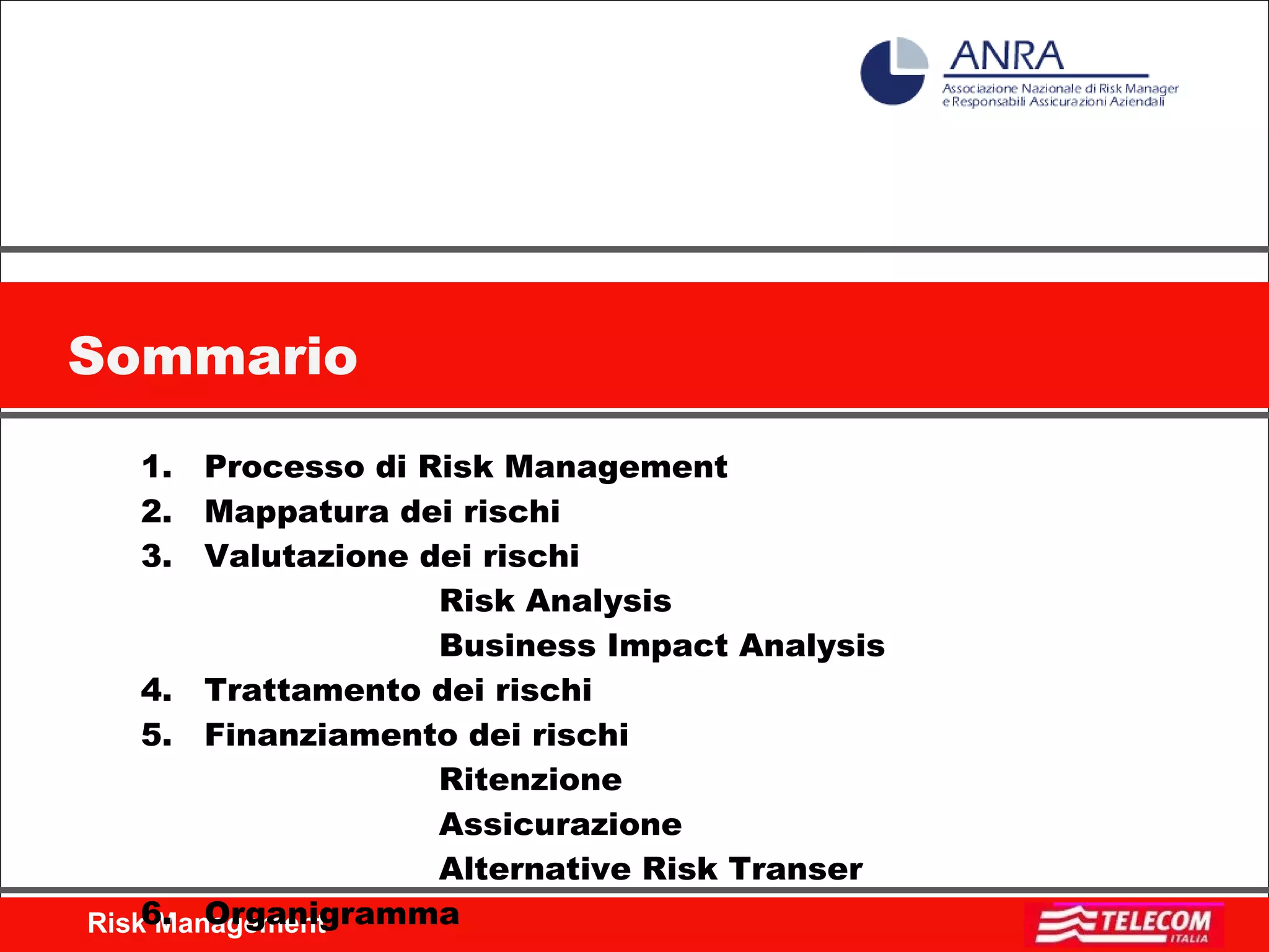 La gestione del rischio e assicurativa in Azienda | PPT