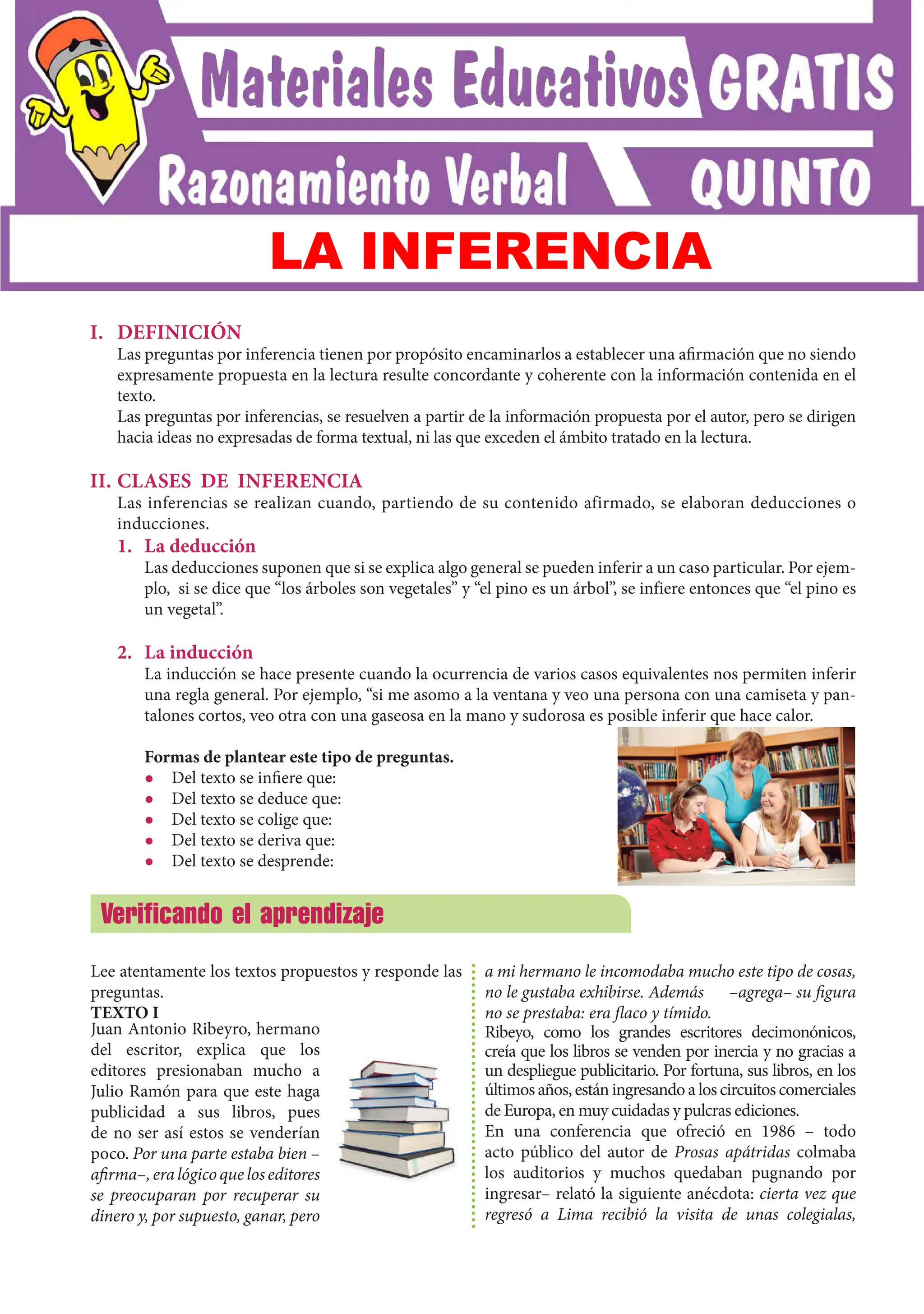 Hojas De Trabajo De Inferencia Para Quinto Grado
