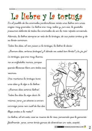 Sucediendo Precursor profundidad fabula la liebre y la tortuga para ...