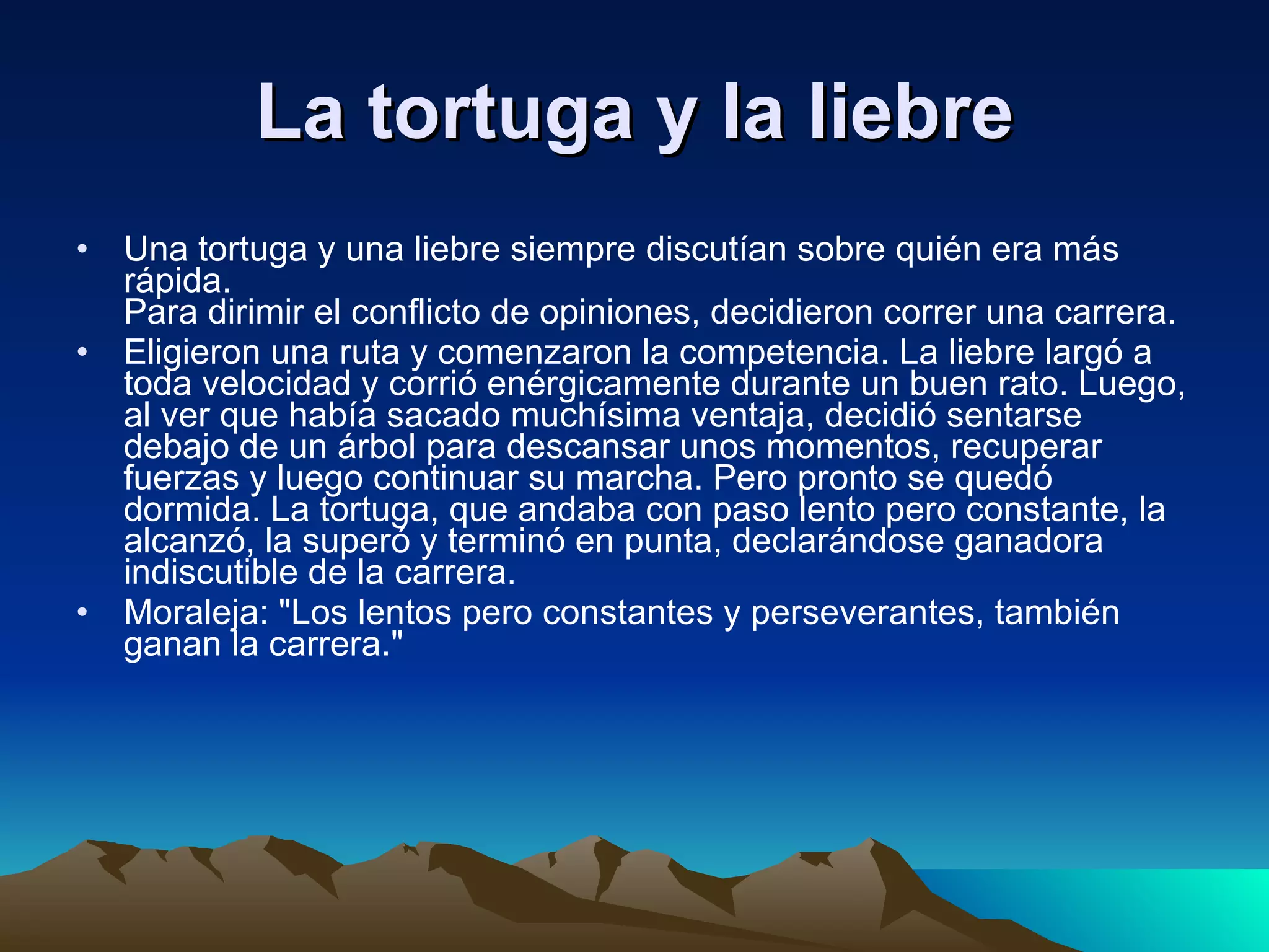 La Tortuga Y La Liebre De Fabula | PPT