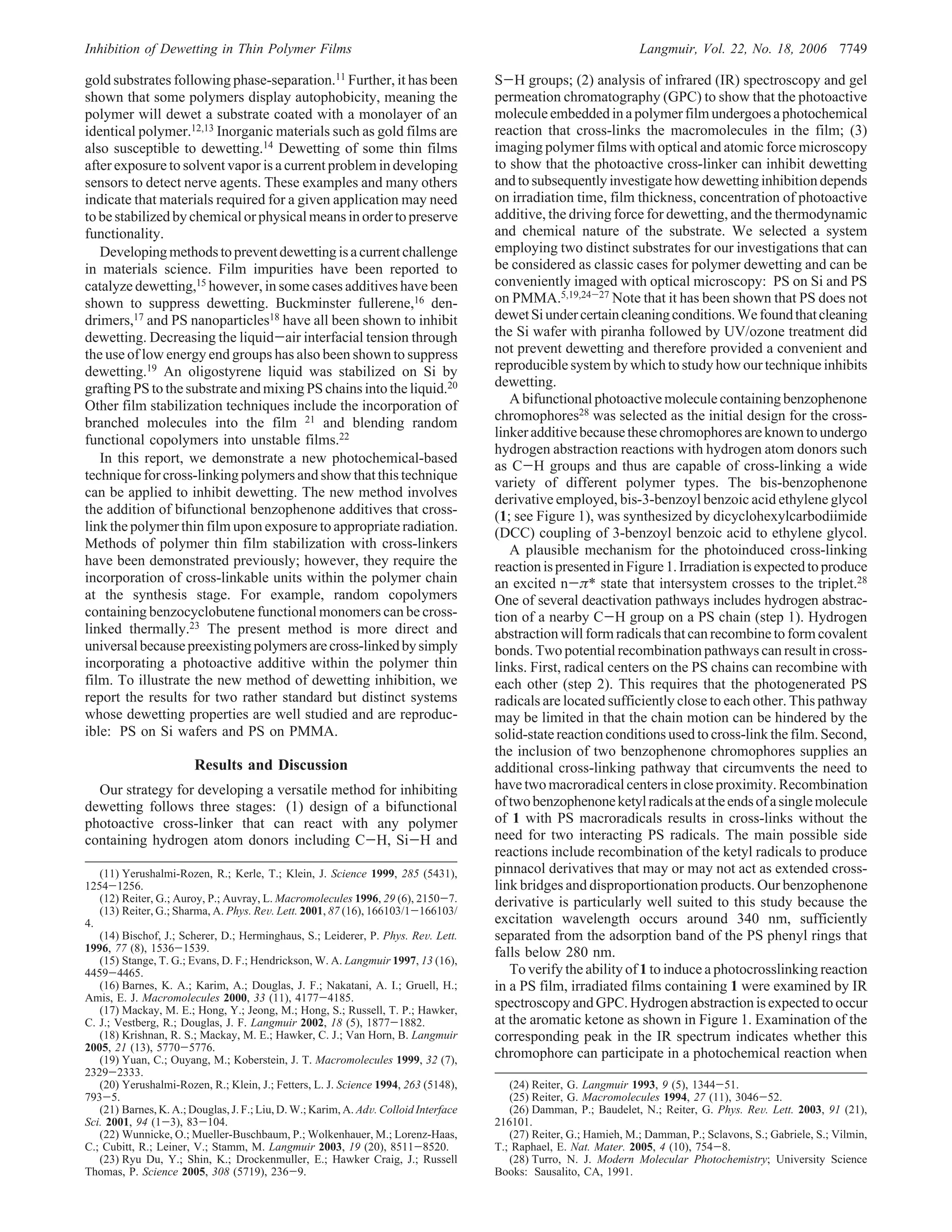 Photoactive Additives for Crosslinking Thin Polymer Films: Inhibition ...
