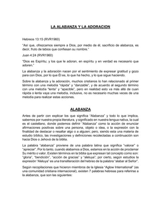 La alabanza y la adoracion | PDF