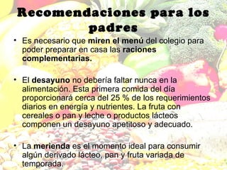 La alimentación saludable en la escuela | PPT