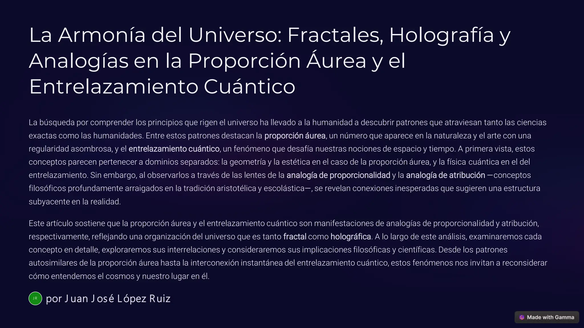 La Armonía del Universo: Fractales, Holografía y Analogías en la ...